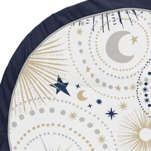 Sweet Jojo Designs Star and Moon Boy or Girl Baby Playmat Tummy Time Infant Play Mat - Navy Blue, Gold, and Grey Celestial Sky Stars Gender Neutral Unisex