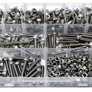 iexcell 450 Pcs M5 x 6/8/10/12/14/16/20/25/30 Stainless Steel 304 Hex Socket Head Cap Screws Bolts Hex Nuts Assortment Kit