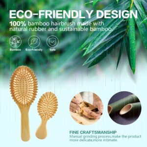 MoyRetty Bamboo Hair Brush Comb Set - Natural Wooden Hairbrush Paddle Detangling for Thick Thin Curly Straight Wavy Dry Fine Hair, Men Women and Kids, Static-Free(4 Pcs) Yellow