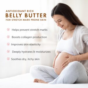 Belly Butter for Pregnancy - Tummy Butter for Stretch Marks Pregnancy - Belly Butter for Maternity Skin Care - Made with Cocoa Butter - Belly Cream for Pregnancy and Stretch Marks