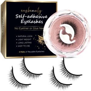 reusable self adhesive eyelashes, 4pcs false lashes natural look, self sticking (2-pairs )