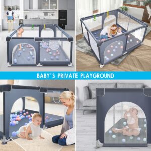 BAIYI Baby Playpen, Baby Playpen for Toddle, Playpen for Babies with Gate Indoor & Outdoor Kids Activity Center with Anti-Slip Base, Sturdy Safety Playpen with Soft Breathable Mesh, Play Yard