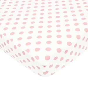 american baby company 100% natural cotton percale fitted crib sheet for standard crib and toddler mattresses, baby pink dots, soft breathable, for girls