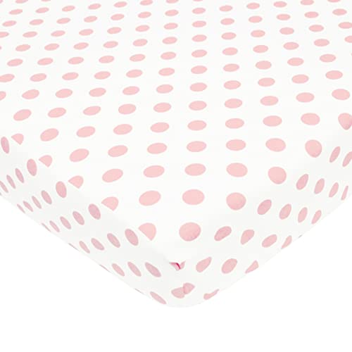 American Baby Company 100% Natural Cotton Percale Fitted Crib Sheet for Standard Crib and Toddler Mattresses, Baby Pink Dots, Soft Breathable, for Girls