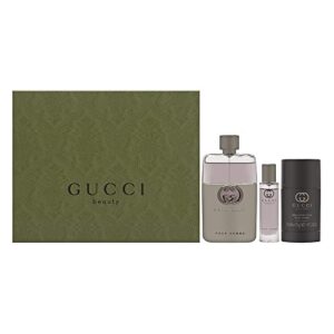 gucci guilty 3 piece hardbox gift set for men (3 ounce eau de toilette spray + 2.4 ounce deodorant stick + 0.5 ounce eau de toilette travel spray)