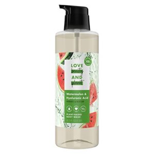 love beauty and planet plant-based body wash hydrate and restore skin watermelon and hyaluronic acid made with plant-based cleansers and skin care ingredients 32.3 fl oz