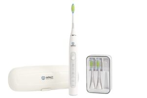 impact oral care - sonic electric toothbrush for adults, for sensitive teeth & gums - 5 cleaning modes, 60 day battery life, 48000 deep cleaning vibrations per minute - slim design, white