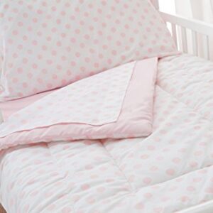 American Baby Company 100% Cotton Percale 4 Piece Toddler Bedding Set, Baby Pink Dots, for Girls