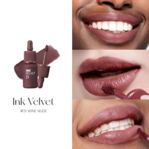 Peripera Ink the Velvet Lip Tint - High Pigment Color, Longwear, Weightless, Not Animal Tested, Gluten-Free, Paraben-Free (031 WINE NUDE)