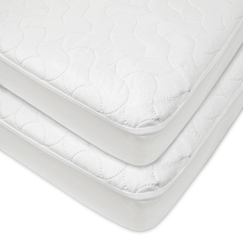 American Baby Company 2 Pack Waterproof Fitted Crib and Toddler Protective Mattress Pad Cover, White, for Boys and Girls