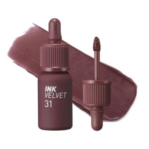 peripera ink the velvet lip tint - high pigment color, longwear, weightless, not animal tested, gluten-free, paraben-free (031 wine nude)