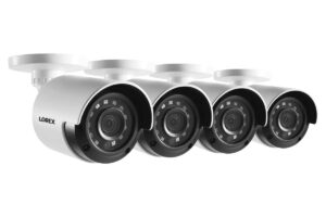 lorex lbv2531 1080p hd indoor outdoor analog bullet security camera with 130ft night vision, ip66, camera only, white, 4-pack lbv2531w-4pk 0 (renewed)