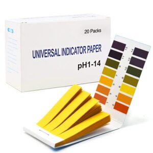 20 pack ph test strips. 1600 strips universal ph 1-14 test paper, for teaching, chemical experiments, saliva, urine, water and soil ph monitoring