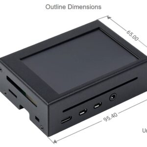 waveshare 3.5inch Display Aluminum Case for Raspberry Pi 4B, Compatible 3.5inch RPI LCD, with Heatsinks for Better Cooling, Precise Opening Design