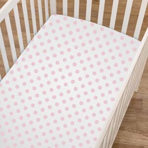 American Baby Company 100% Natural Cotton Percale Fitted Crib Sheet for Standard Crib and Toddler Mattresses, Baby Pink Dots, Soft Breathable, for Girls