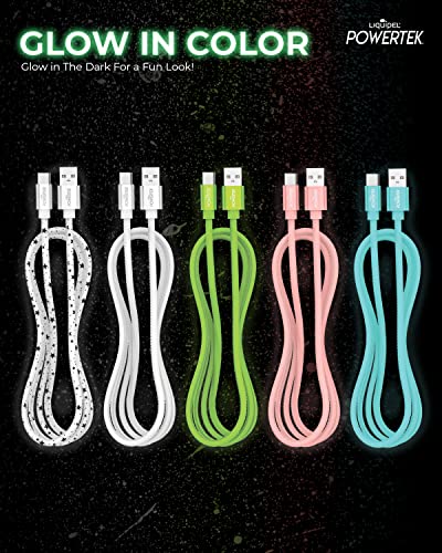 LIQUIPEL USB Type C Cable 5ft, USB A 2.0 to USB-C Fast Charger Extra Long Durable, Glow Cables (Blue)