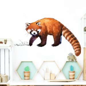 Large Red Panda Wall Decal Peel and Stick for Kids Bedroom Decor, Red Panda Wall Stickers, Red Panda Wall Art Poster, Red Panda Gifts for Kids Girls Boys