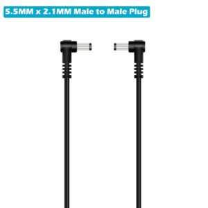 Fancasee (2 Pack 6 ft 5.5mm x 2.1mm 90 Degree Right Angle Male to Male Right Angle DC Power Adapter Cable Cord for IP Camera CCTV Surveillance Security Camera LED Strip DVR Router Invoice Printer