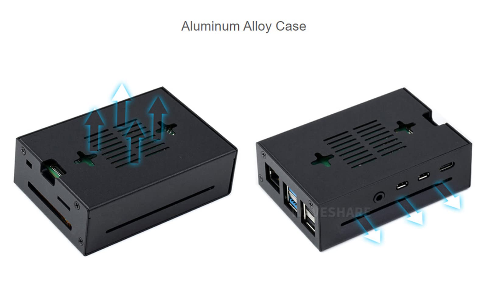 waveshare 3.5inch Display Aluminum Case for Raspberry Pi 4B, Compatible 3.5inch RPI LCD, with Heatsinks for Better Cooling, Precise Opening Design