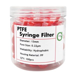 gorzizen onpu syringe filter ptfe hydrophobic membrane 13mm diameter 0.22um pore size non sterile 100pcs