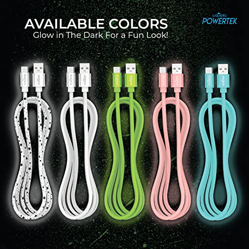 LIQUIPEL USB Type C Cable 5ft, USB A 2.0 to USB-C Fast Charger Extra Long Durable, Glow Cables (Blue)