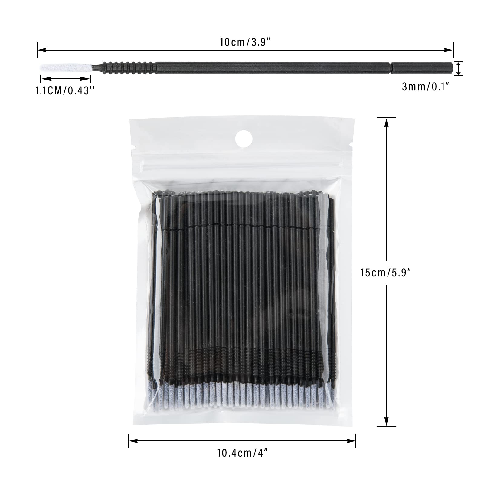 G2PLUS 400PCS Micro Cotton Swabs, High-end Microswabs for Eyelash Extensions, Micro Applicator Brush for Makeup and Personal Care (Black)