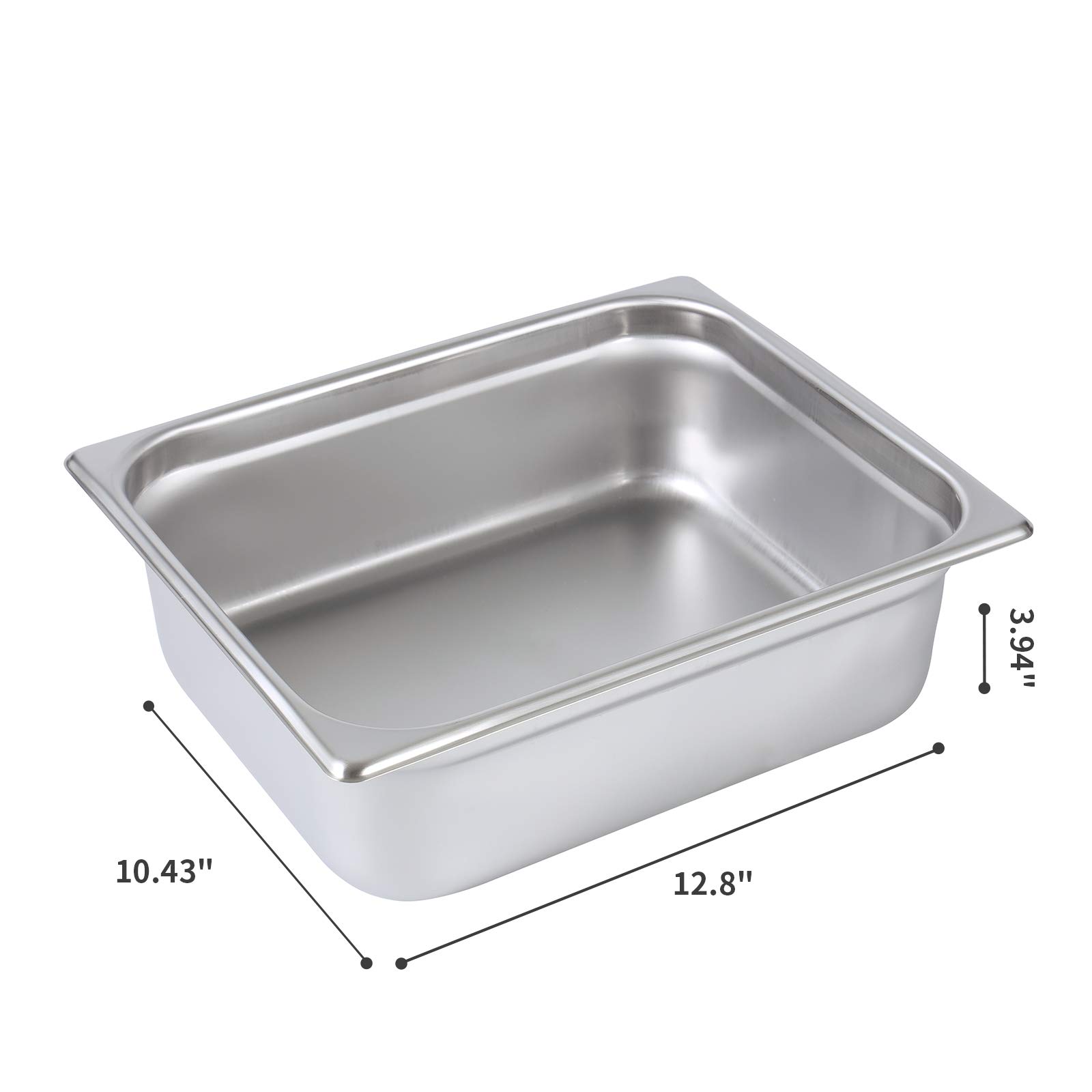 STEELBUS 6 Pack 1/2 Size,4 Inches Deep Steam Table Pan,Anti-Jam Standard GN Hotel Pans,NSF Commercial Stainless Steel Chafing Pans,Catering Storage Metal Food Pans for Restaurant, hotel & home