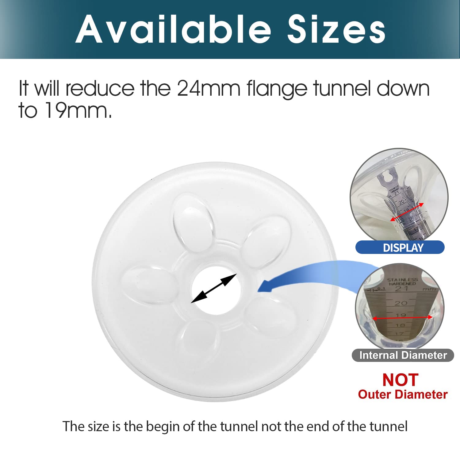 Begical Flange Cushions 19mm Compatible with Spectra/Medela/BabyBuddha 24mm and Ameda 25mm Shields/Flanges Replace Flange Inserts Spectra Breastpump Parts Reduce 24mm to 19mm 2pc Clear