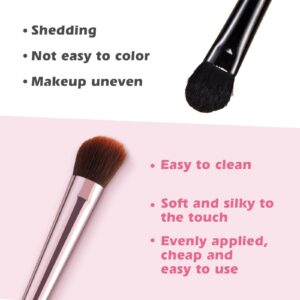 Upgrade 5pcs Eye Makeup Brushes Set, Portable Travel Eyeshadow Brush, Eyebrow Nose Eyeliner Blending Eye shadow Make up Brush(pink).