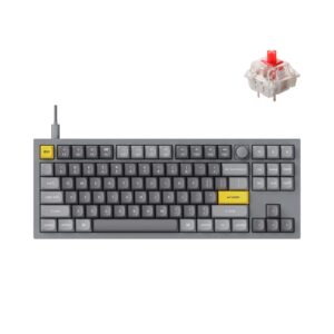 keychron q3 wired custom mechanical keyboard knob version, tkl tenkeyless qmk/via programmable macro with hot-swappable gateron g pro red switch double gasket compatible with mac windows linux (grey)