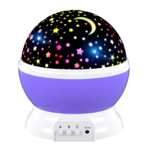 fblzoo star projection lamp rotatable 360-degree projector children's toys girls birthday gift christmas gift bedroom atmosphere lamp sleeping night light small table lamp (purple)