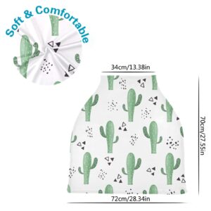 Green Cacti Baby Car Seat Covers Natural Plants Canopy Nursing Cover Breastfeeding Scarf Carseat Canopy Soft Infant Stroller Cover Multi Use for Boys and Girls