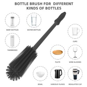 WQSS AOEIU 2-Piece Silicone Bottle Brush Set, 15.7in and 12.6in, Dark Grey