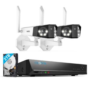 reolink dual lens cameras for home security bundle with 8ch nvr, 2tb hdd pre-installed