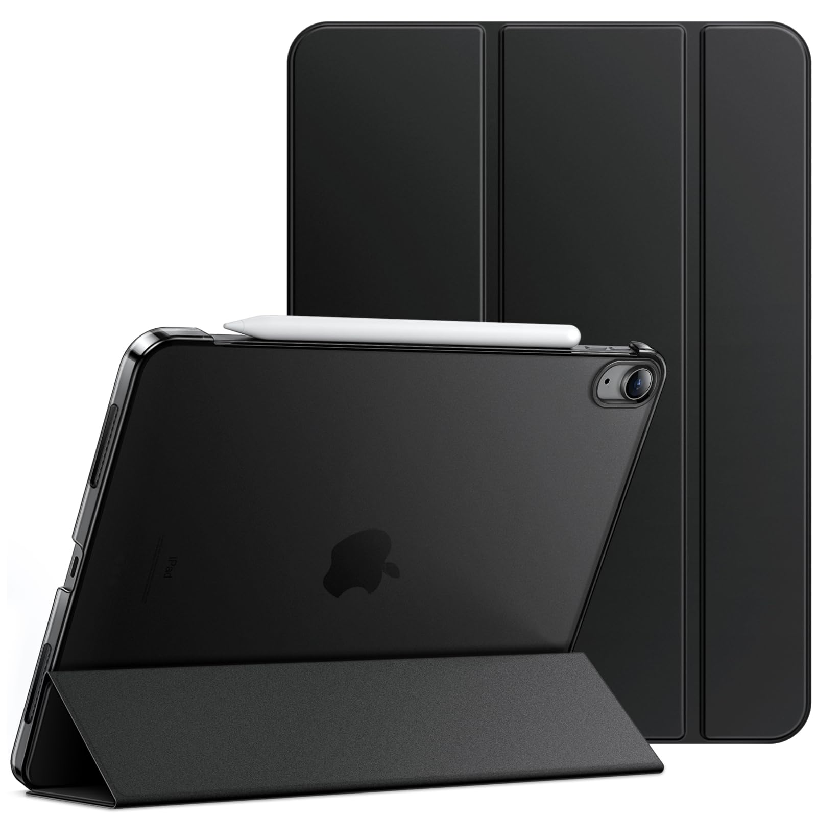 JETech Case for iPad Air 11-Inch M2 (2024), iPad Air 5 (2022 5th Generation 10.9-Inch), Slim Stand Hard Back Shell Cover with Auto Wake/Sleep (Black)