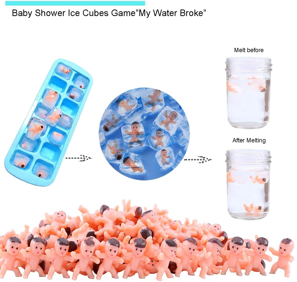 sansheng 1"Mini Babies Plastic for Baby Shower,Baby Party Preference/Baby Shower, Ice Games, Baby Game Decoration Party Decoration(80 Pieces)