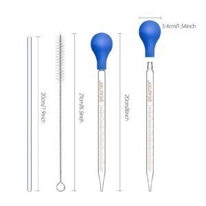 6PCS 10ml Glass Graduated Droppers Lab Pipettes Dropper Glass Liquid Pipette with Big Rubber Caps 2 PCS 20 cm Glass Stir Rod and 2 PCS Washing Brush Transfer for Liquid Essential Oil