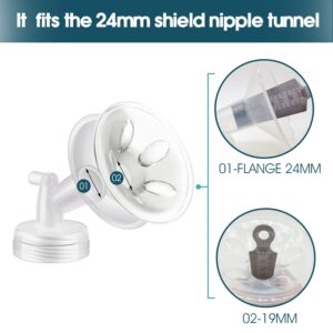 Begical Flange Cushions 19mm Compatible with Spectra/Medela/BabyBuddha 24mm and Ameda 25mm Shields/Flanges Replace Flange Inserts Spectra Breastpump Parts Reduce 24mm to 19mm 2pc Clear