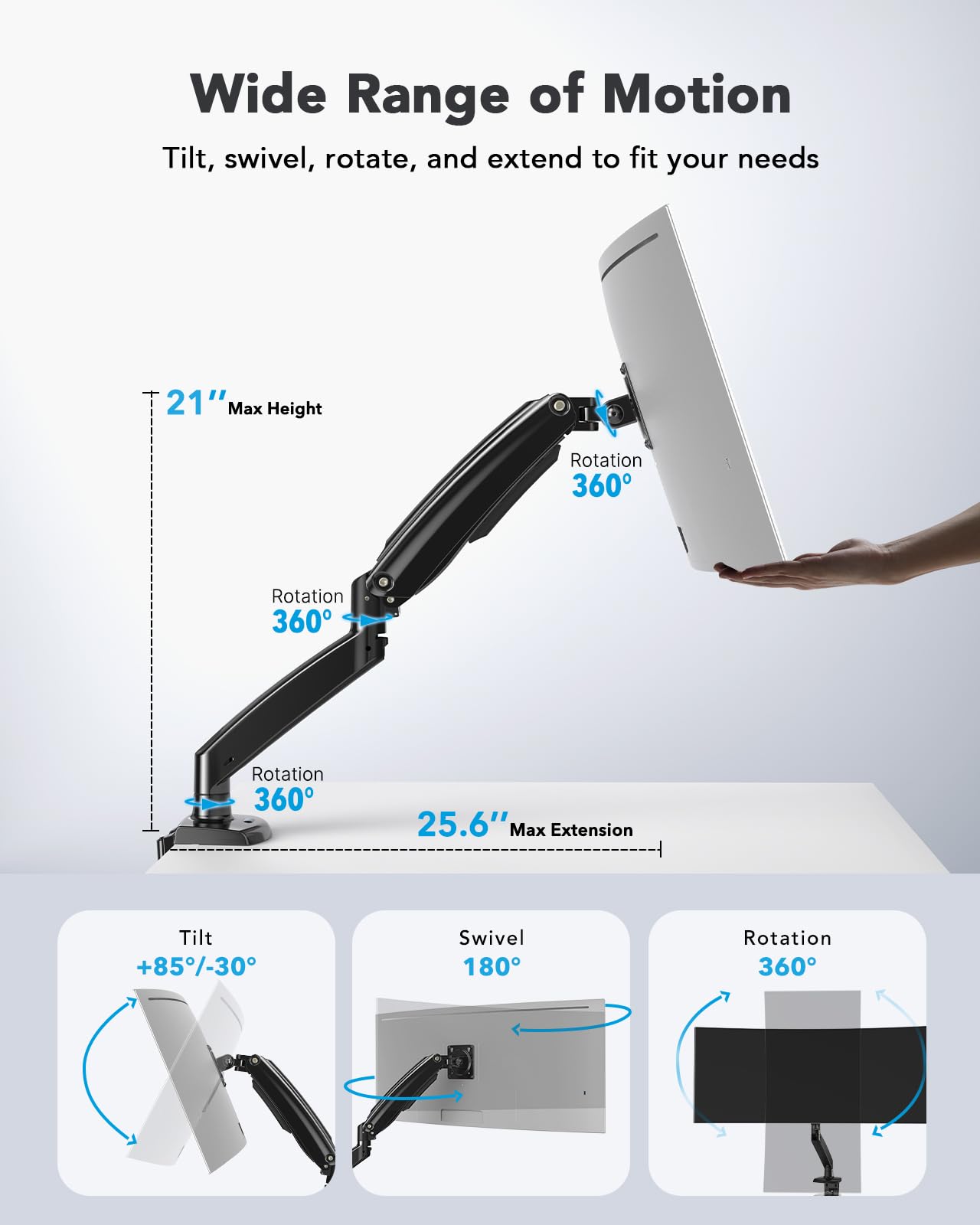 HUANUO Single Monitor Mount 32 & 35 Inch