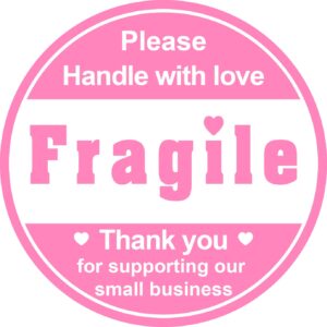 2 inch 300pcs round pink fragile shipping sticker,cute seals shipping sticker