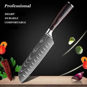 OWUYUXI Santoku Knife, Professional Santoku Knife 7 Inch, Ultra Sharp Kitchen Knife Made Of Japanese Aus-10v Super Stainless Steel, Japanese Chef Knife With Gift Box.