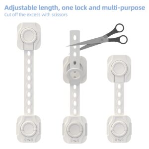 Demecs Child Safety Strap Locks (6 Pack) for fridges, cupboards, Drawers, dishwashers, Toilets, 3M Adhesive Tape,No Drilling Required, Double Lock Protection (Black and White)