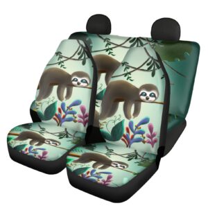 bulopur cute sloth baby printing auto seat cover car accessories for women full set of 4 pack fits most cars, suvs, vans,trucks