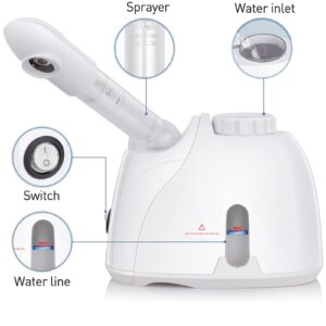 NewWay Facial Steamer with Extendable Arm Steaming Warm Mist Humidifier for Face Spa Sinuses Moisturizing, Homeuse or Salon