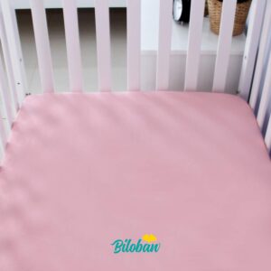 Biloban Fitted Crib Sheets for Standard Crib & Crib Skirt Pleated Dust Ruffle Pink