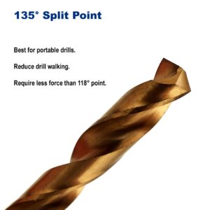 Pack of 6, 5/32-Inch Titanium Nitride Coated Drill Bit, Hex Shank, Premium M2 High Speed Steel, for Metal, Plastic, Wood