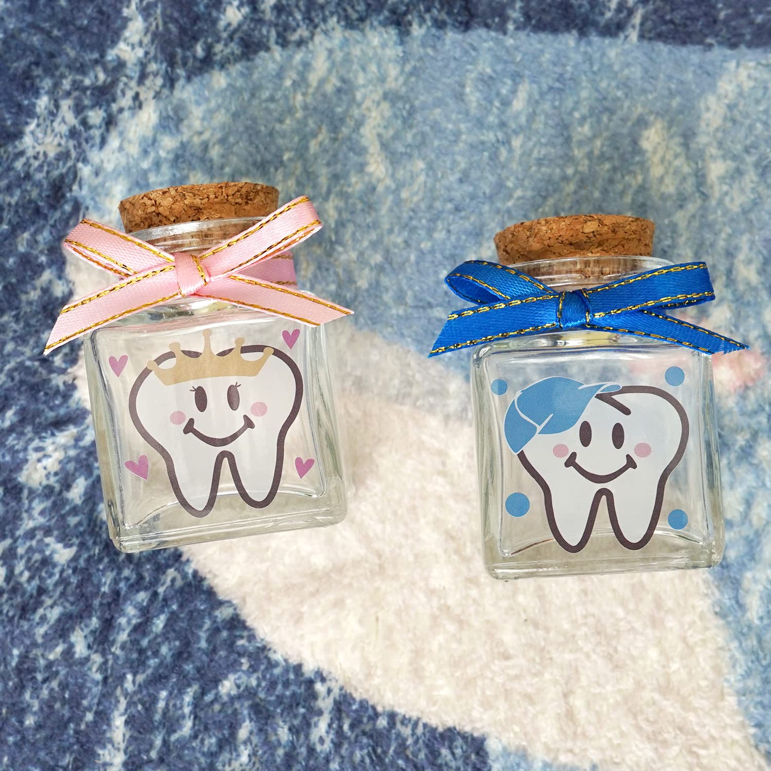 HAMUIERS Tooth Fairy Box, Baby Tooth Box for Lost Teeth, Glass Tooth Holders for Kids First Teeth Keepsake Box Gifts for Baby - Girl