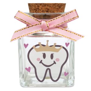 hamuiers tooth fairy box, baby tooth box for lost teeth, glass tooth holders for kids first teeth keepsake box gifts for baby - girl