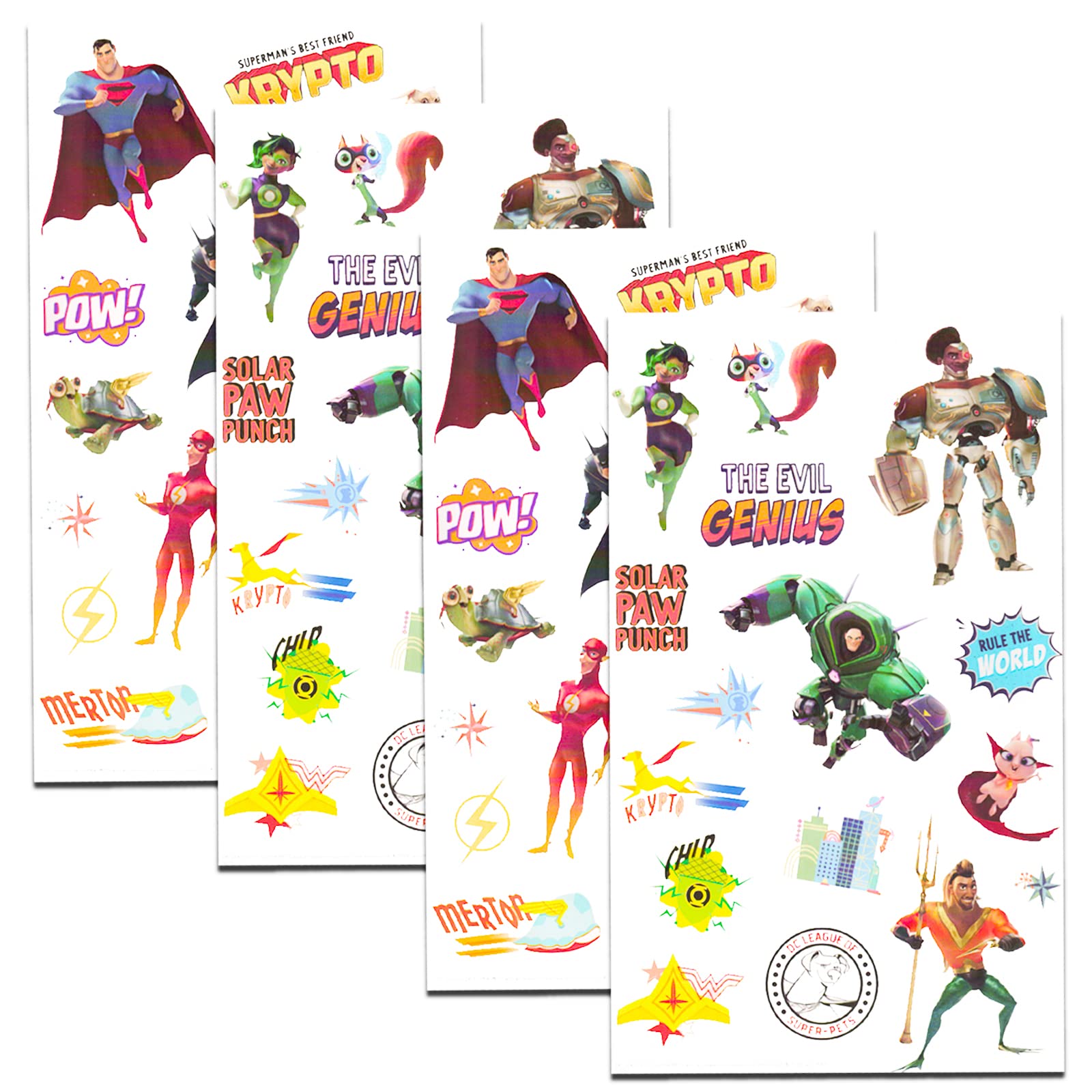 DC Comics Super Hero Party Supplies Set ~ Bundle with 200 Superhero Temporary Tattoos and Justice League Stickers Featuring Wonder Woman, Superman, and More (Party Favors)