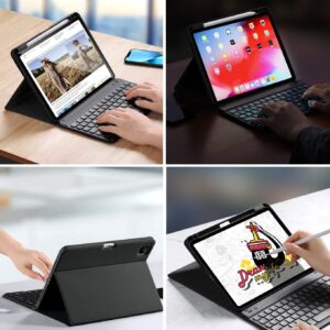 Harvopu for iPad Pro 11 inch Case with Keyboard - 7 Color Backlit Detachable Bluetooth Keyboard for iPad Pro 11-inch 2022(4th Generation)/2021(3rd Gen)/2020(2nd Gen), Black